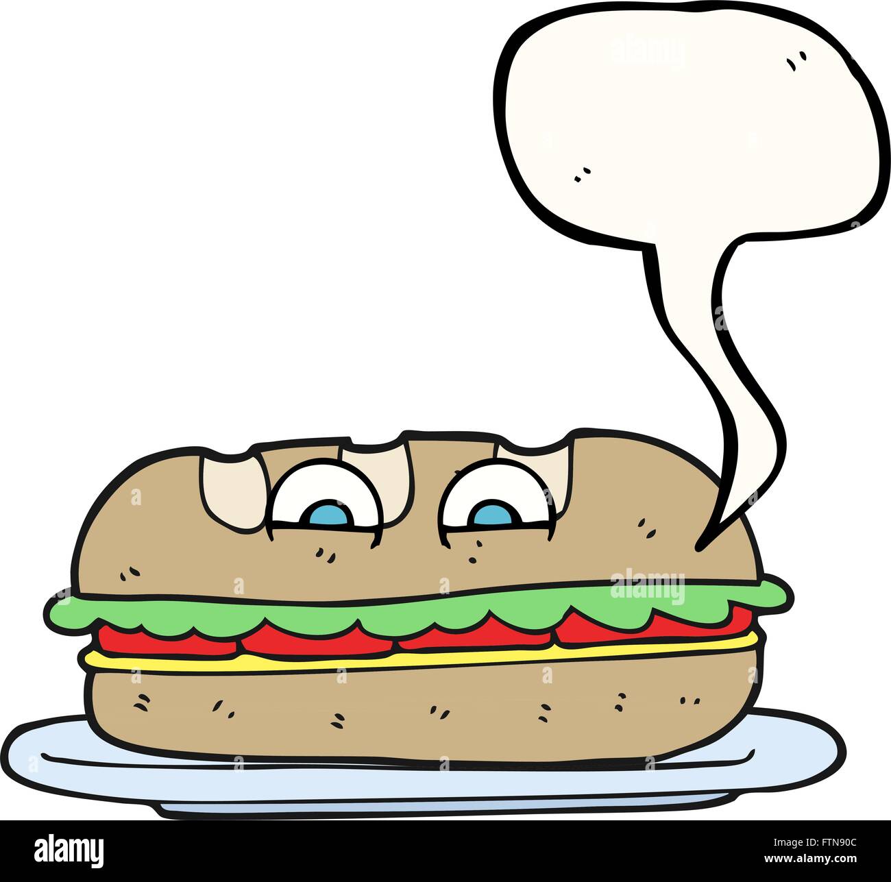 freehand drawn speech bubble cartoon sub sandwich Stock Vector Image ...