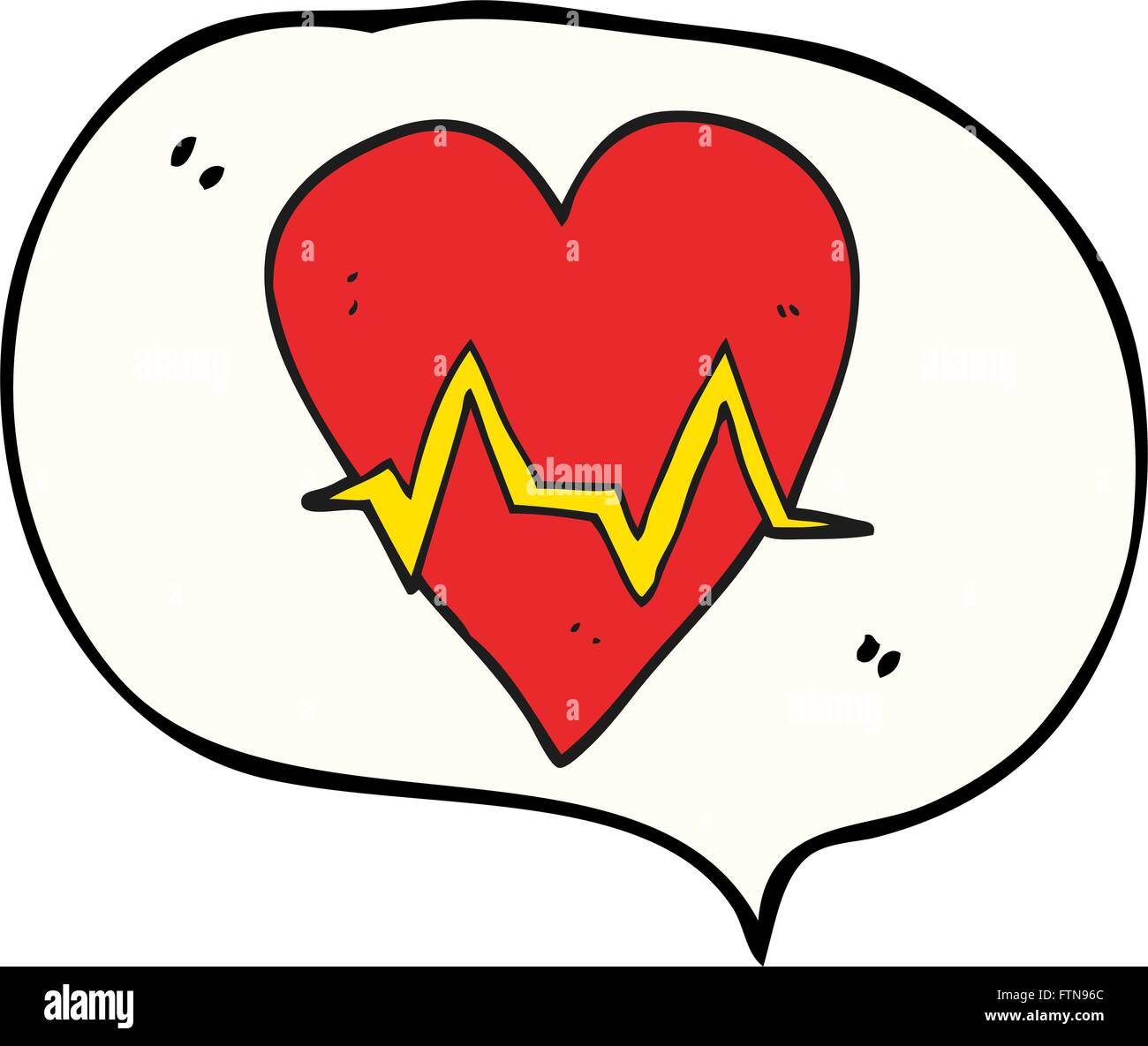 freehand drawn speech bubble cartoon heart rate pulse symbol Stock ...