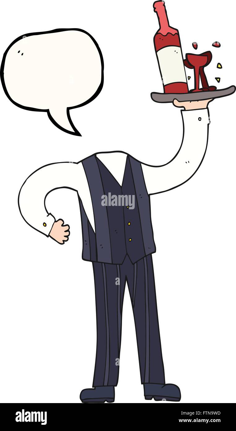 freehand drawn speech bubble cartoon headless waiter (add own photos ...