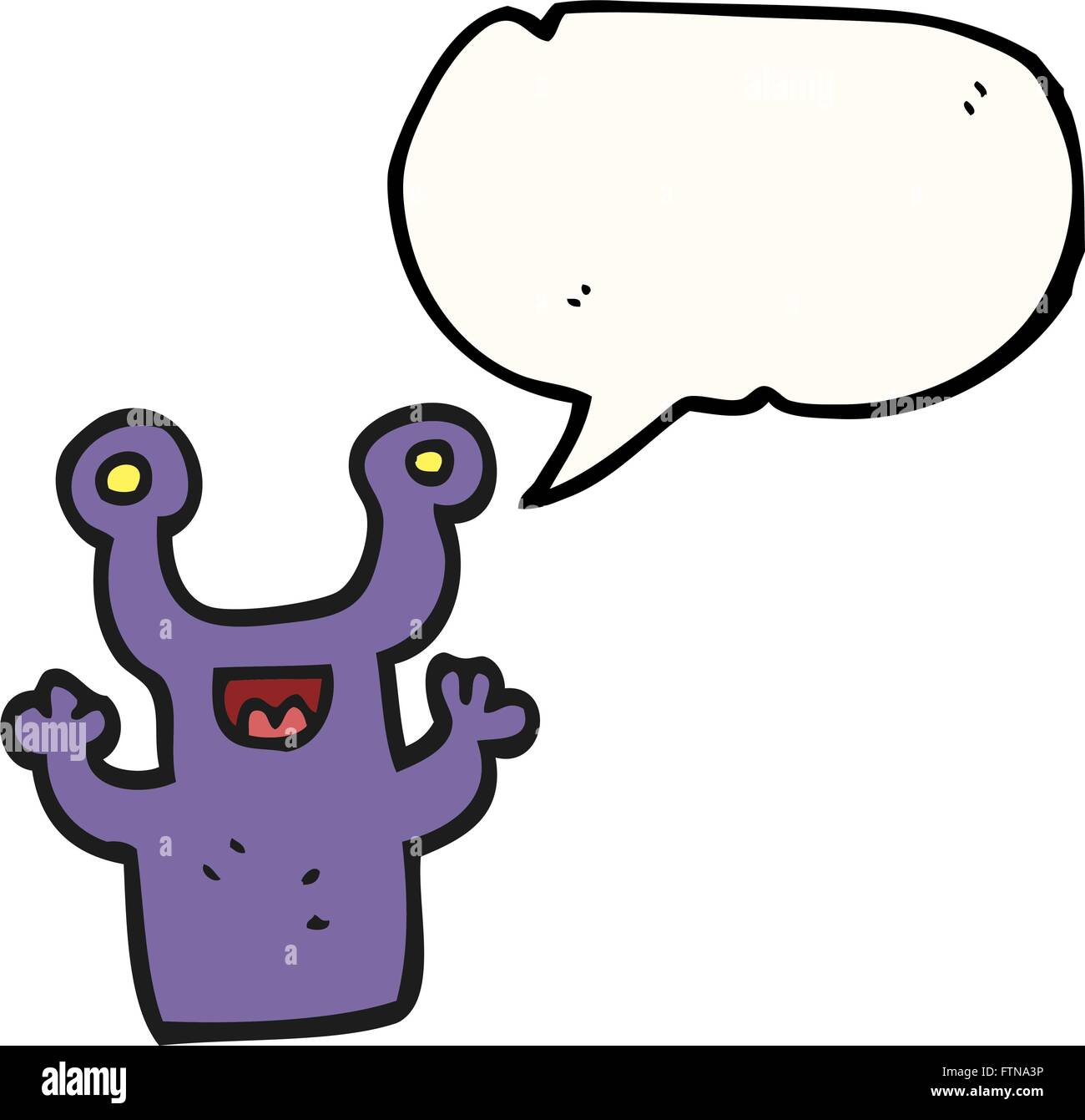 freehand drawn speech bubble cartoon little alien Stock Vector Image ...