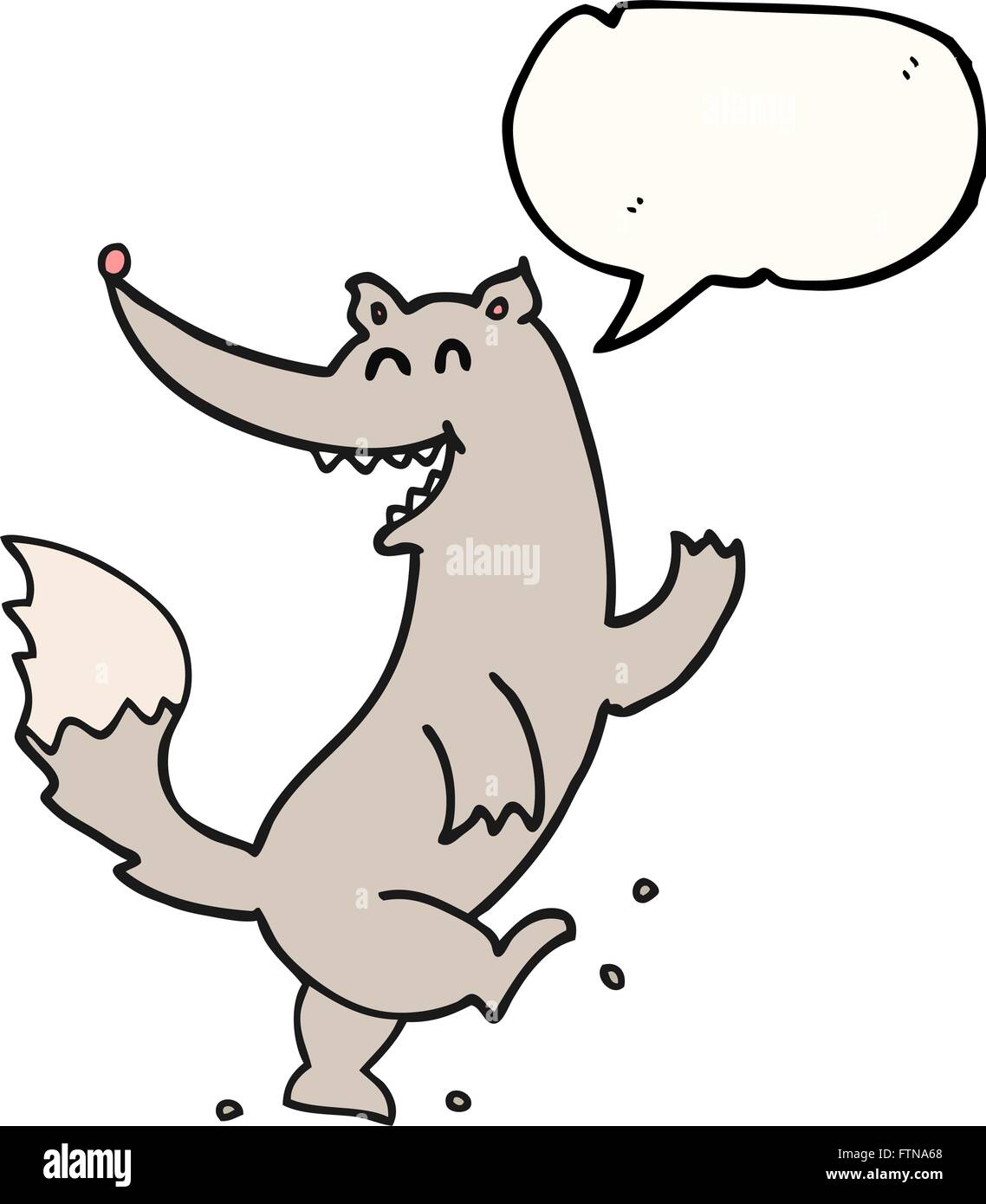 freehand drawn speech bubble cartoon happy wolf dancing Stock Vector ...