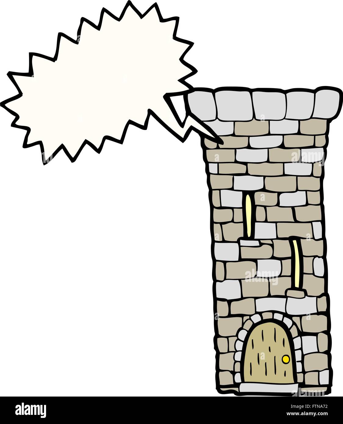 freehand drawn speech bubble cartoon old castle tower Stock Vector ...