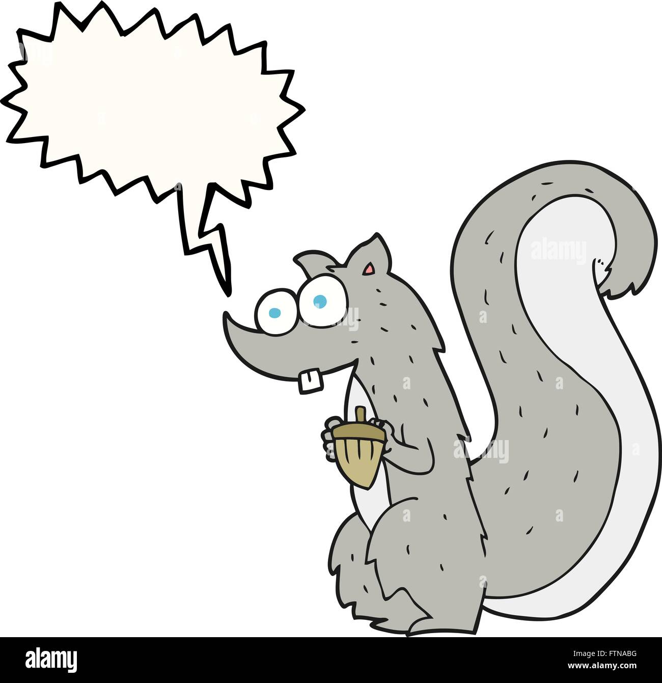 freehand drawn speech bubble cartoon squirrel with nut Stock Vector ...