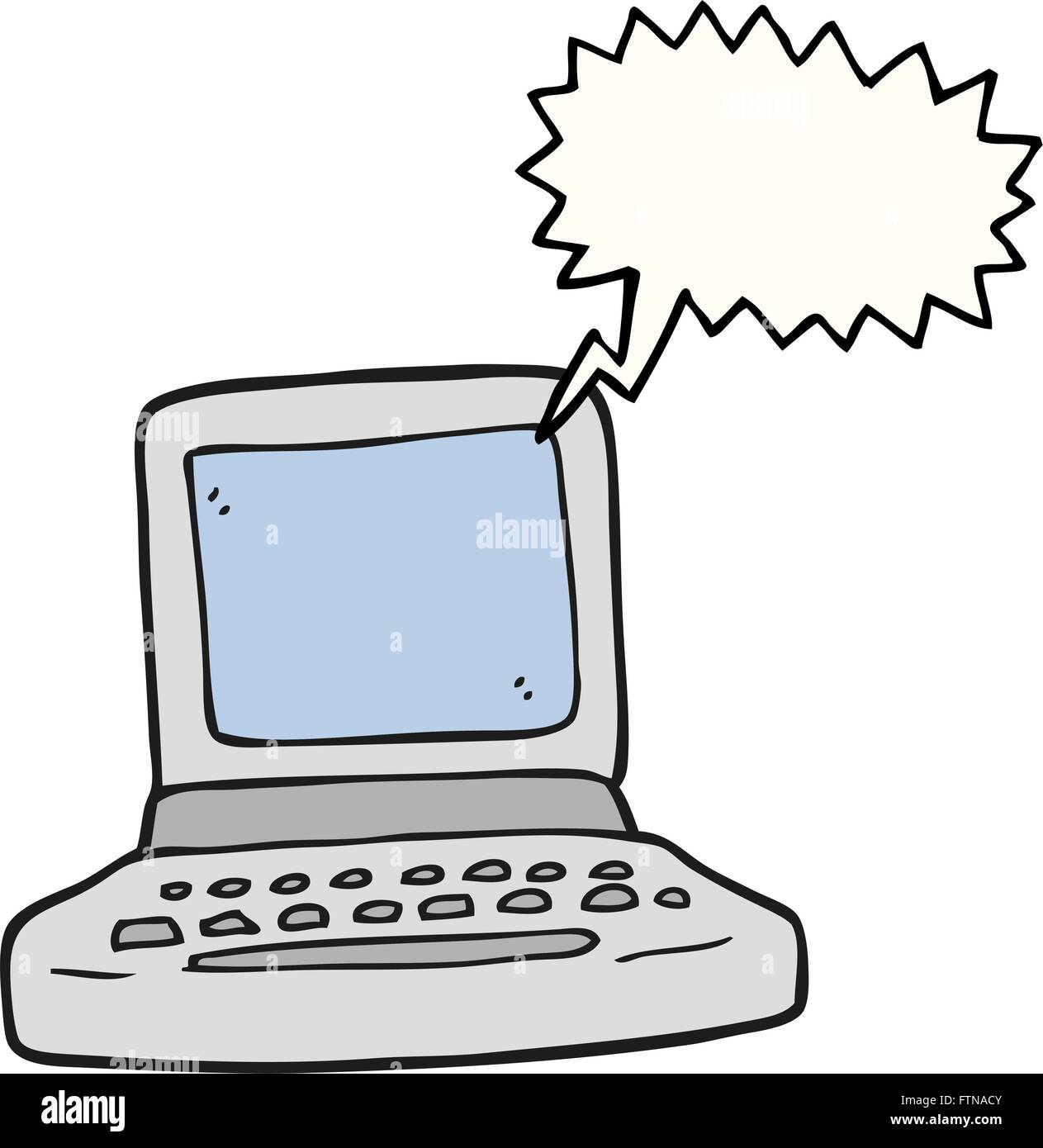 freehand drawn speech bubble cartoon old computer Stock Vector Image ...