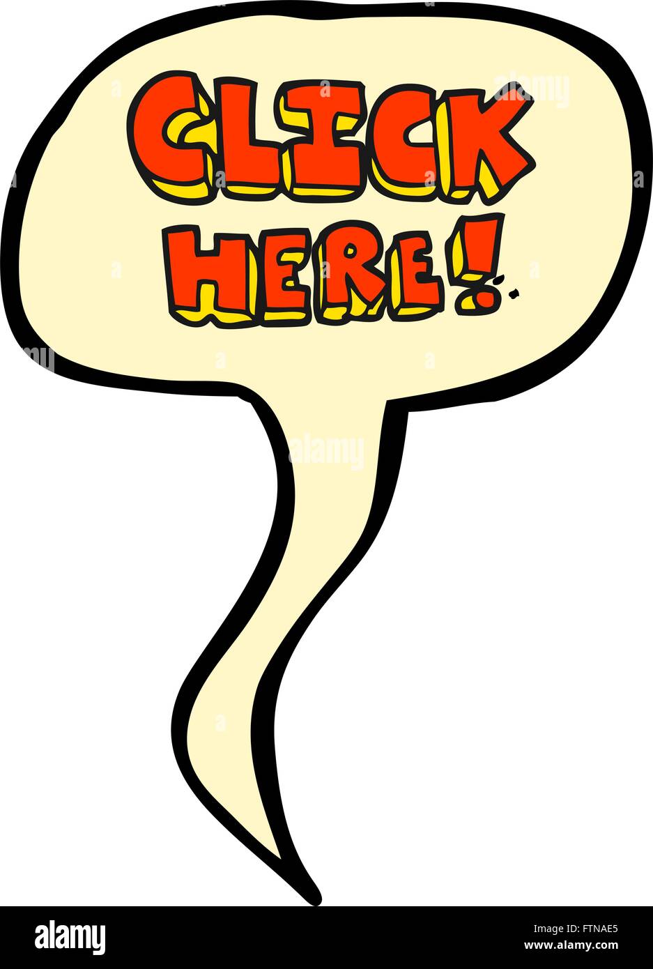 freehand drawn speech bubble cartoon click here word symbol Stock ...