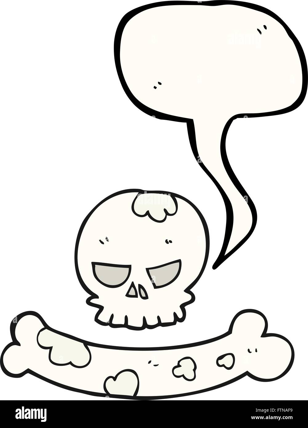 freehand drawn speech bubble cartoon skull and bone symbol Stock Vector ...