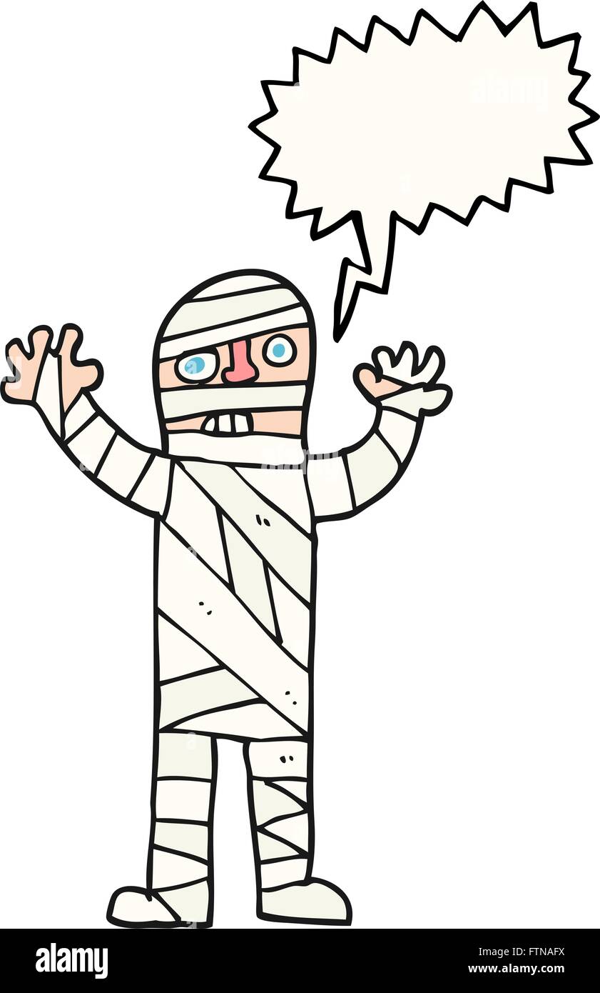 freehand drawn speech bubble cartoon bandaged mummy Stock Vector Image ...