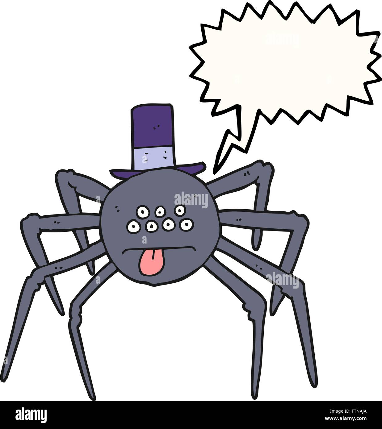 freehand drawn speech bubble cartoon halloween spider in top hat Stock ...