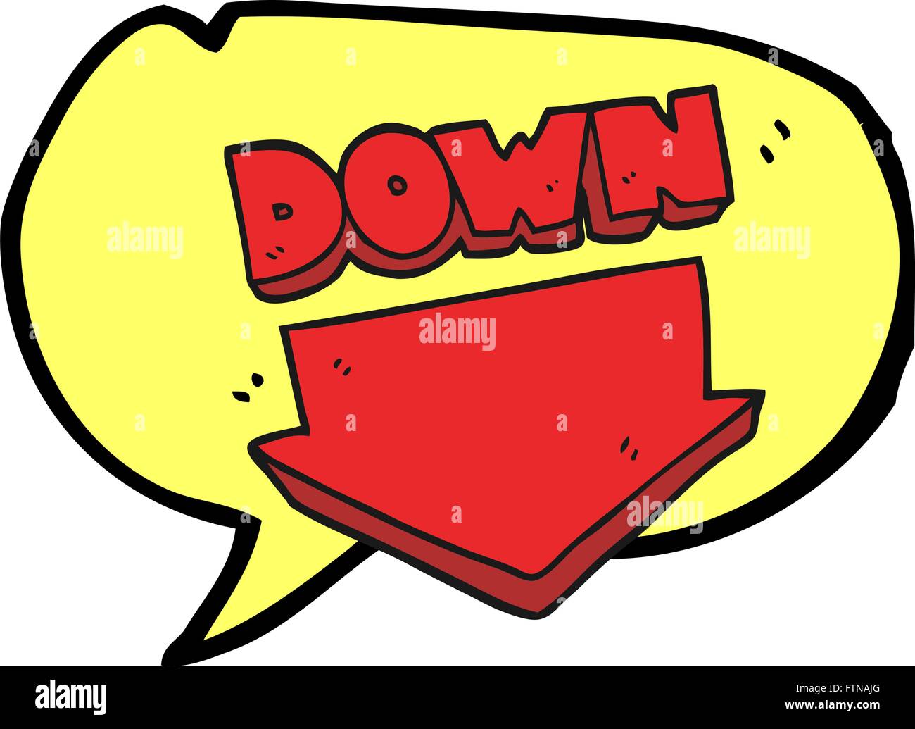 freehand drawn speech bubble cartoon down arrow symbol Stock Vector ...