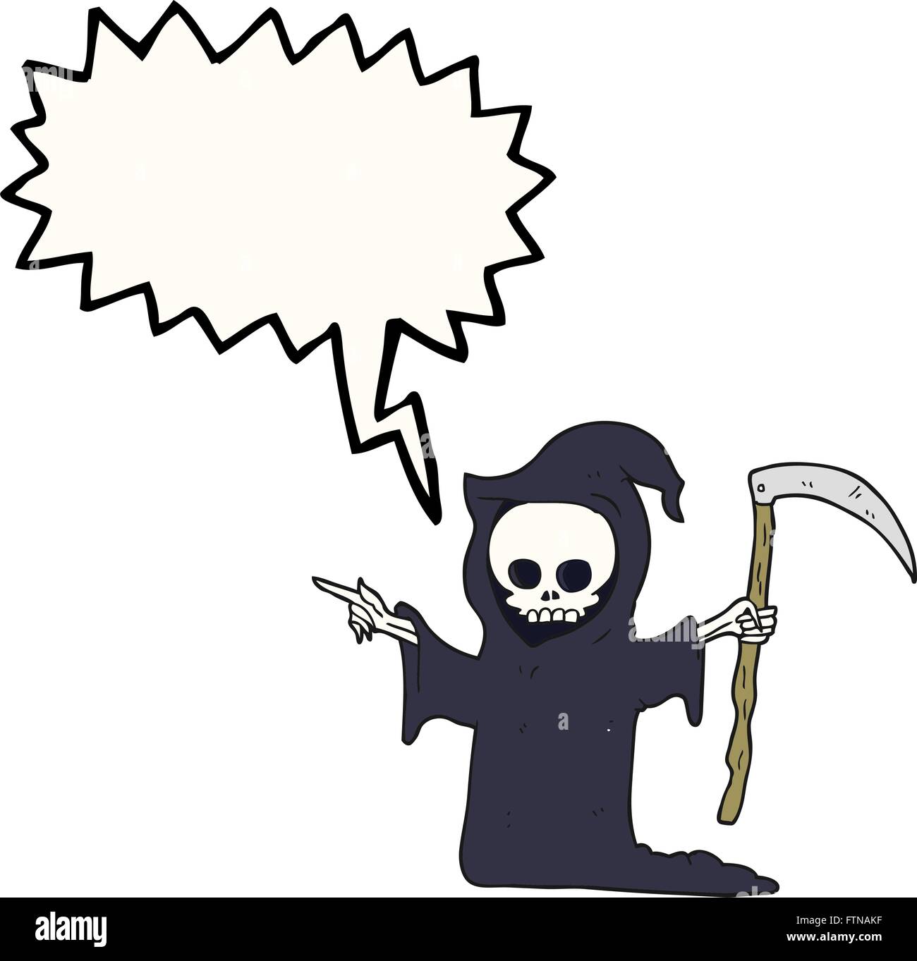 freehand drawn speech bubble cartoon death with scythe Stock Vector ...