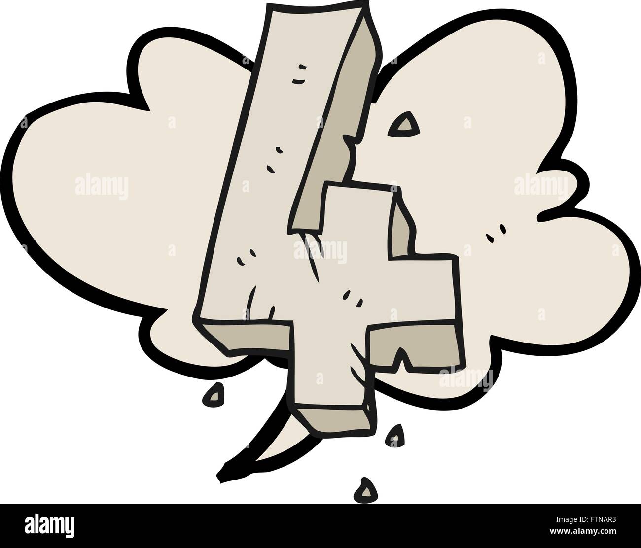 freehand drawn speech bubble cartoon stone number four Stock Vector ...