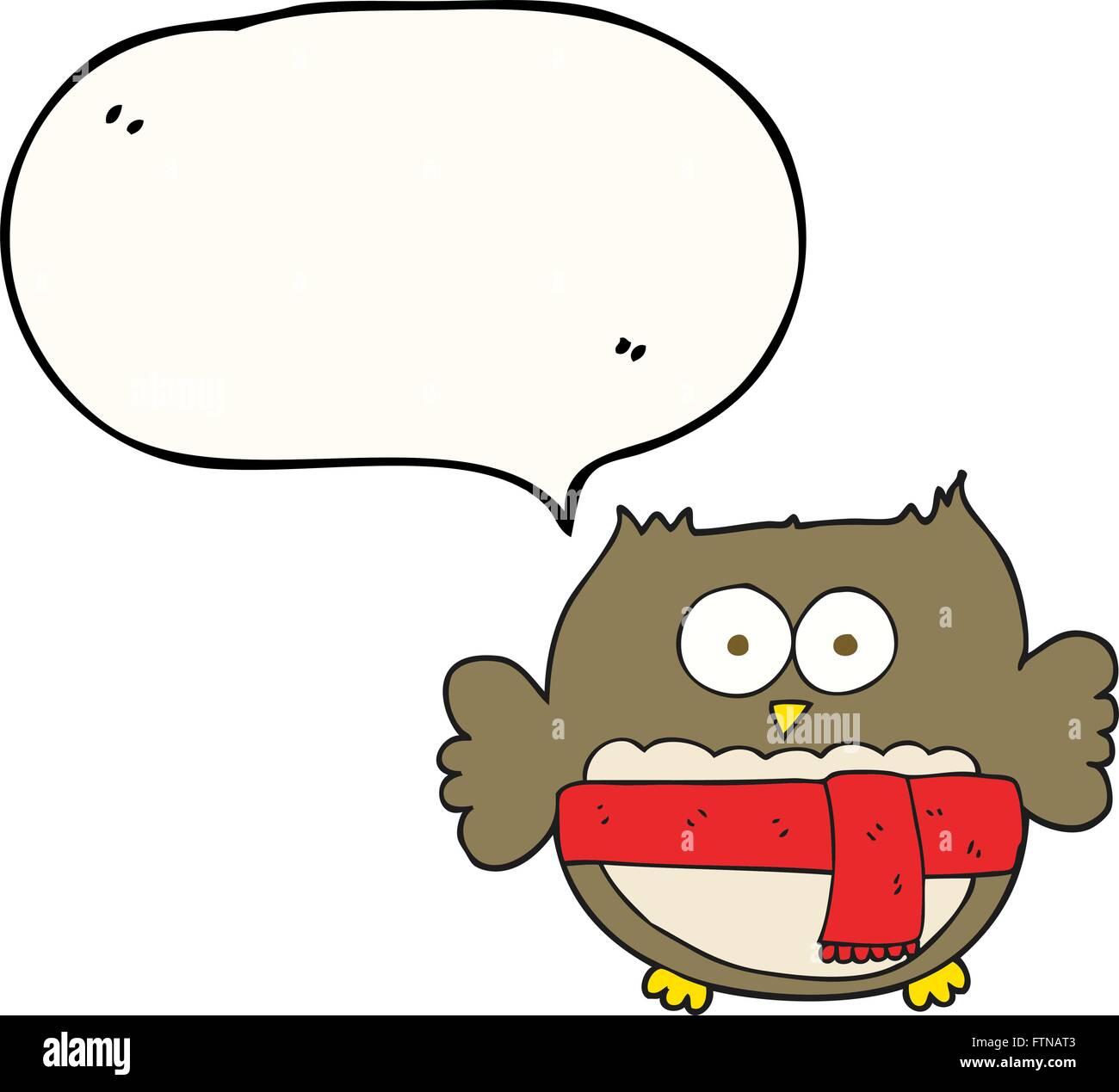 freehand drawn speech bubble cartoon owl wearing scarf Stock Vector ...