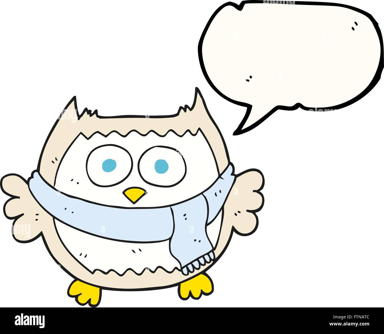 freehand drawn speech bubble cartoon owl wearing scarf Stock Vector ...