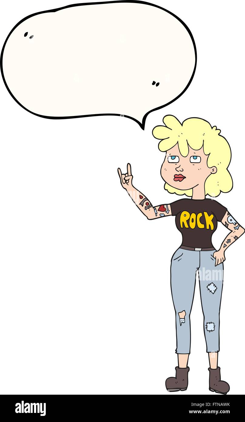 freehand drawn speech bubble cartoon rocker girl Stock Vector Image ...