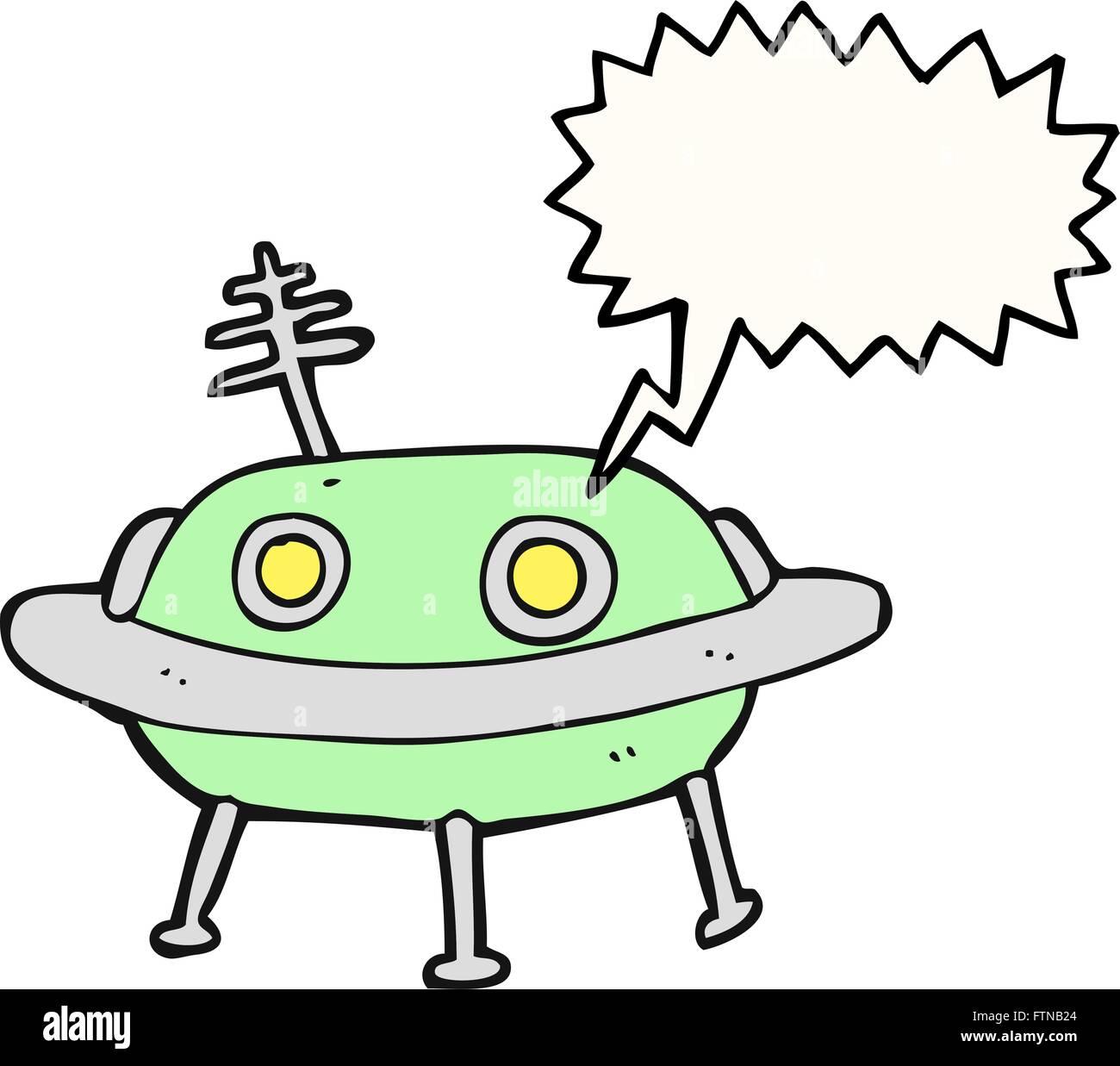 freehand drawn speech bubble cartoon alien spaceship Stock Vector Image ...