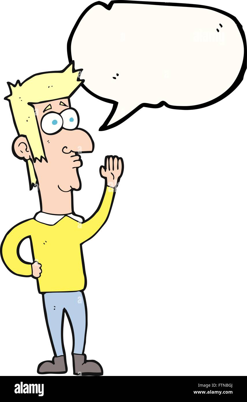freehand drawn speech bubble cartoon man waving Stock Vector Image ...