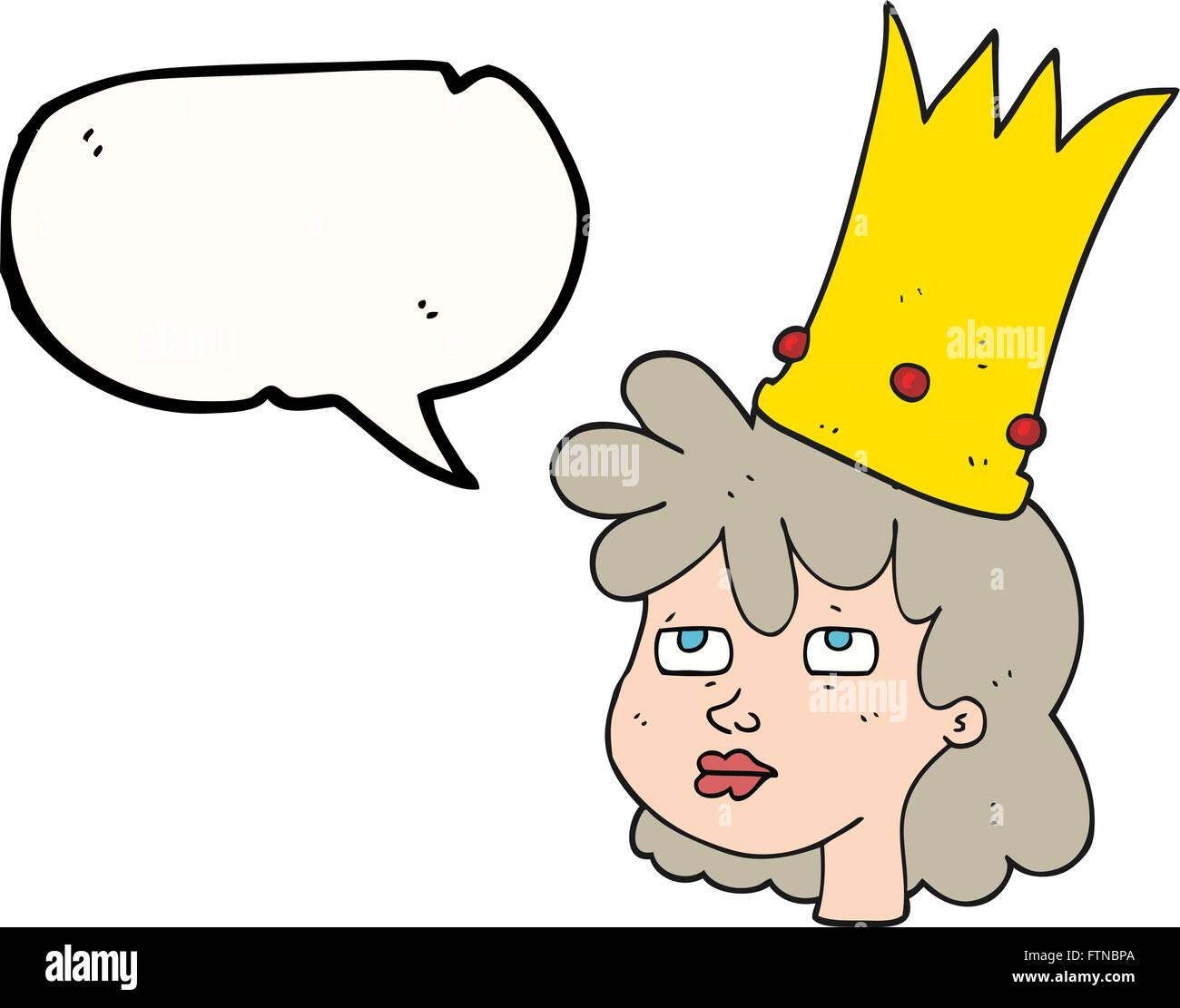 freehand drawn speech bubble cartoon queen with crown Stock Vector ...