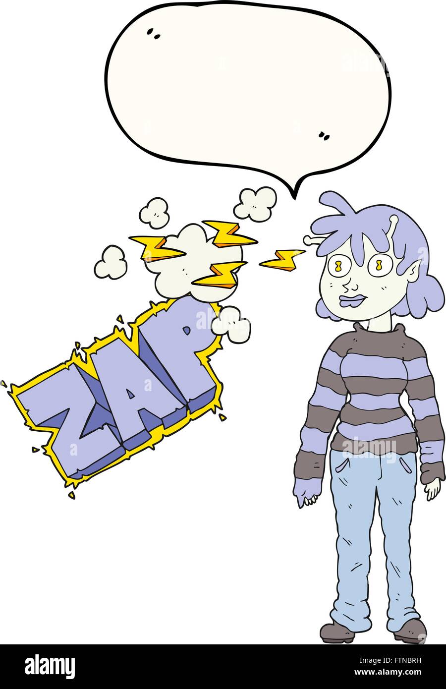 freehand drawn speech bubble cartoon casual alien girl using telepathy ...