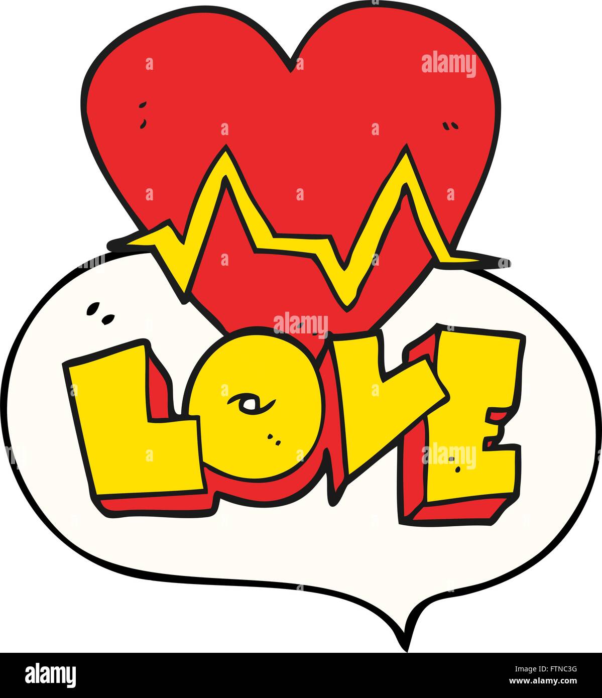 freehand drawn speech bubble cartoon heart rate pulse love symbol Stock ...