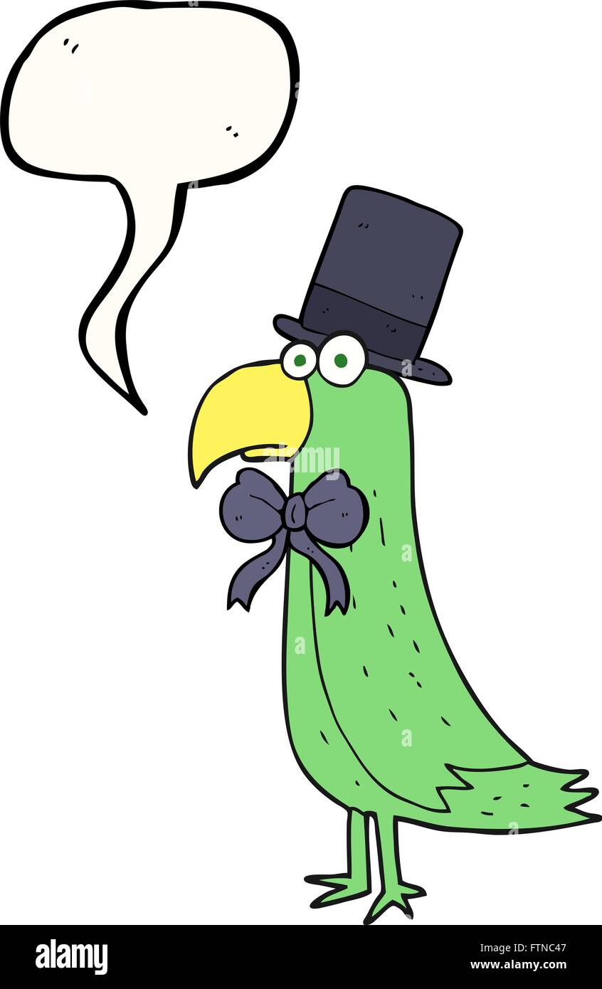 freehand drawn speech bubble cartoon posh parrot Stock Vector Image ...