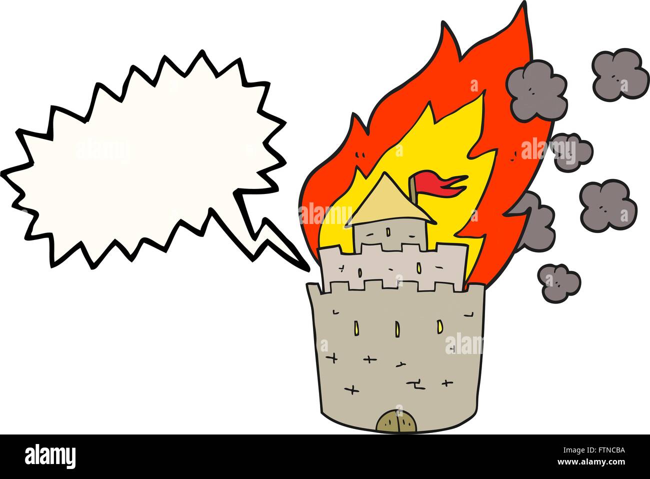 freehand drawn speech bubble cartoon burning castle Stock Vector Image ...