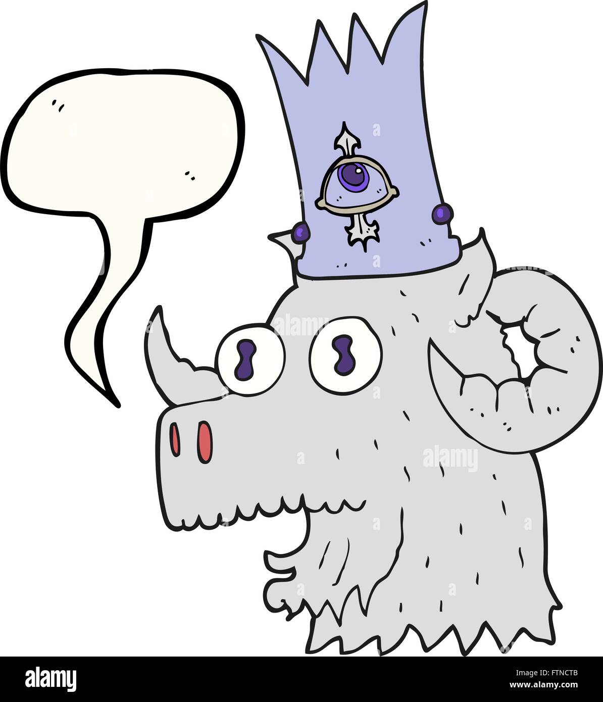 freehand drawn speech bubble cartoon ram head with magical crown Stock ...