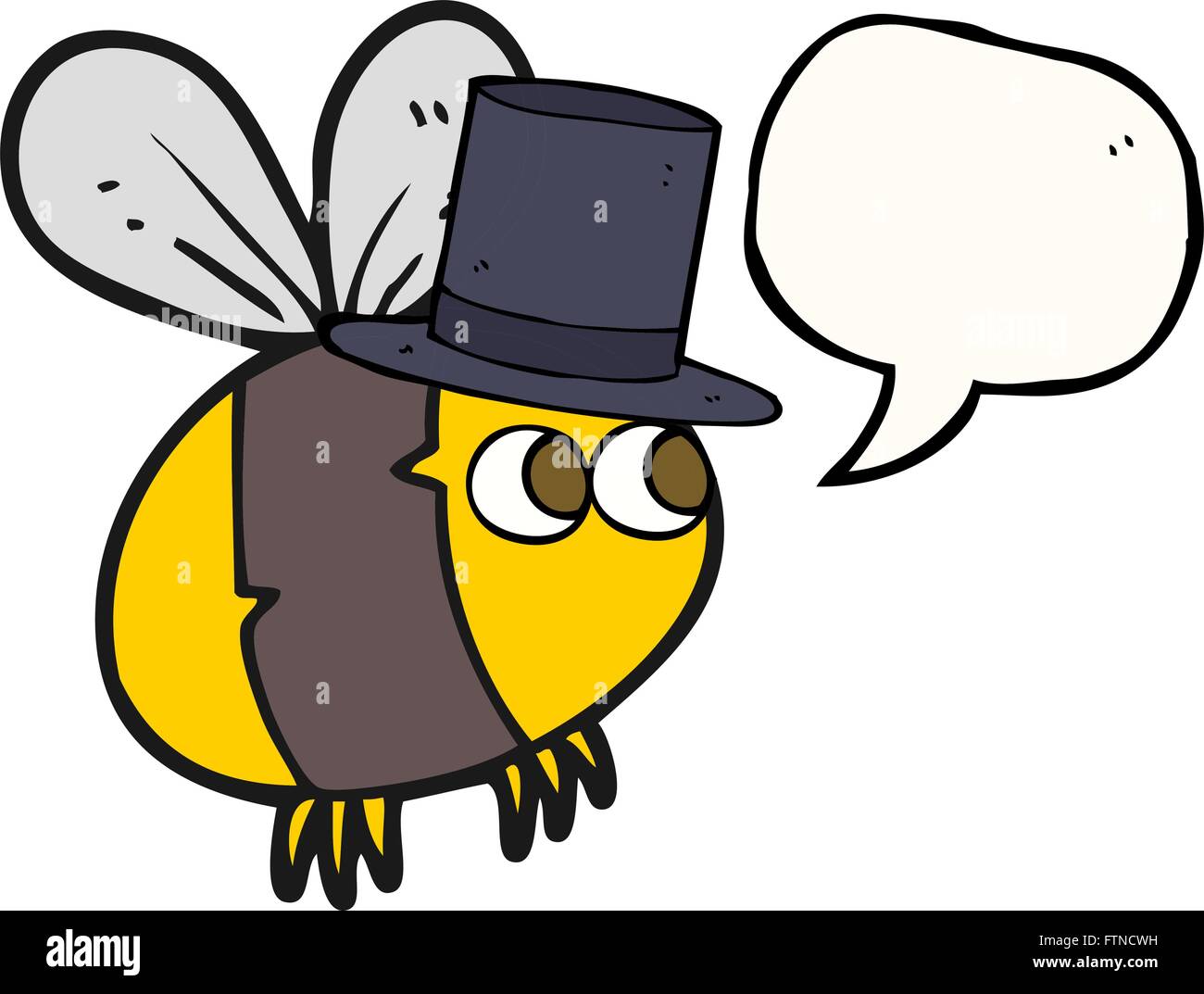 freehand drawn speech bubble cartoon bee top hat Stock Vector Image ...