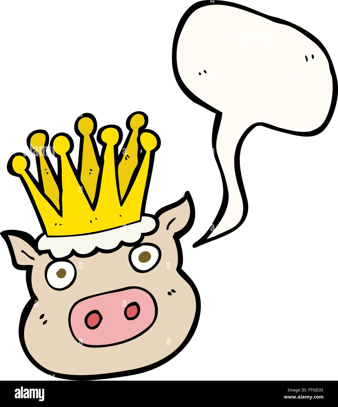 freehand drawn speech bubble cartoon crowned pig Stock Vector Image ...