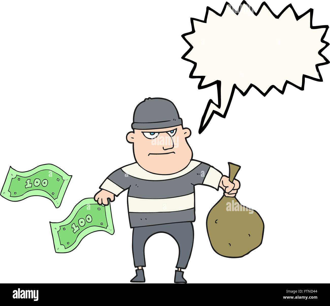 freehand drawn speech bubble cartoon bank robber Stock Vector Image ...