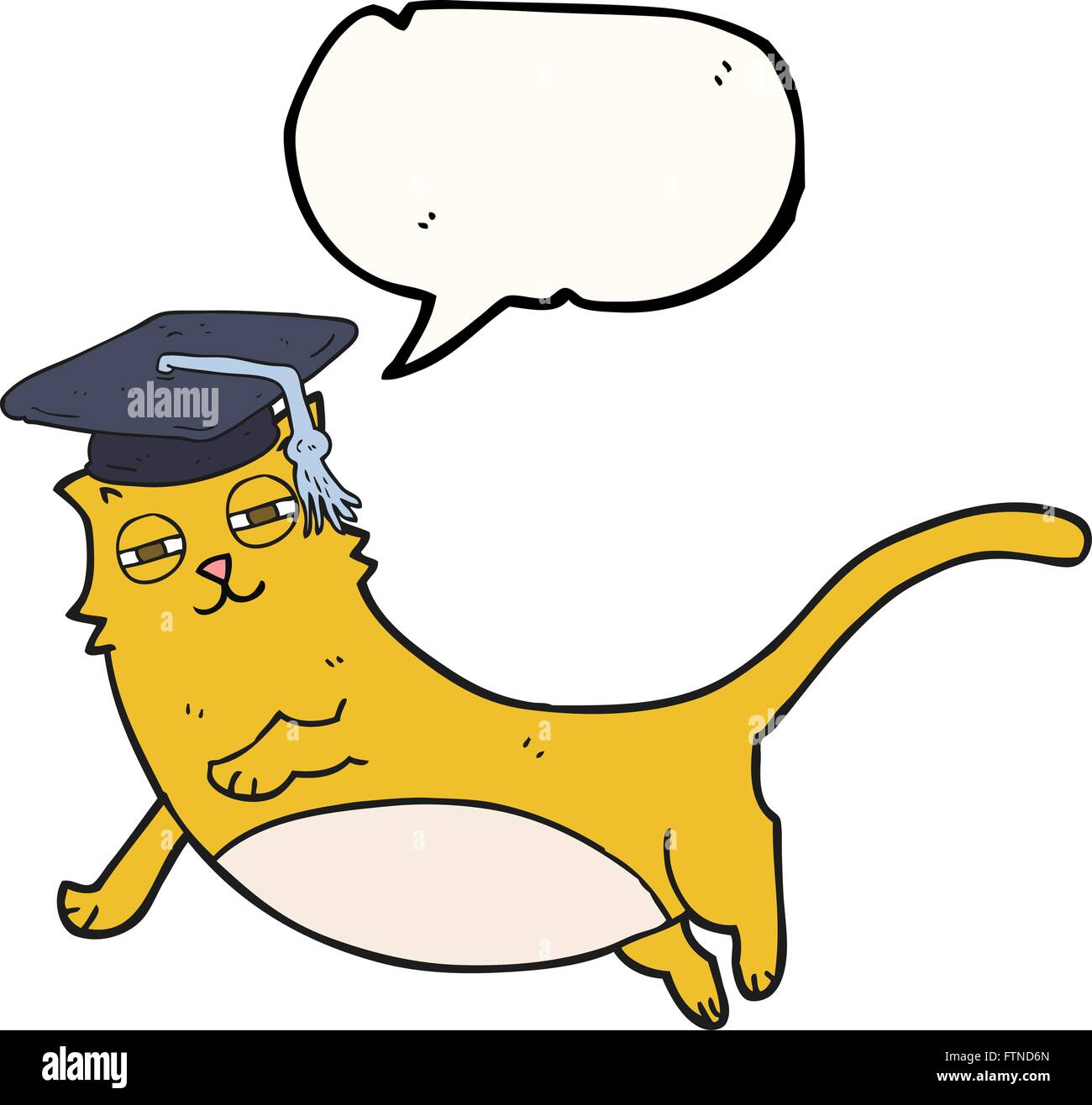 freehand drawn speech bubble cartoon cat with graduate cap Stock Vector ...