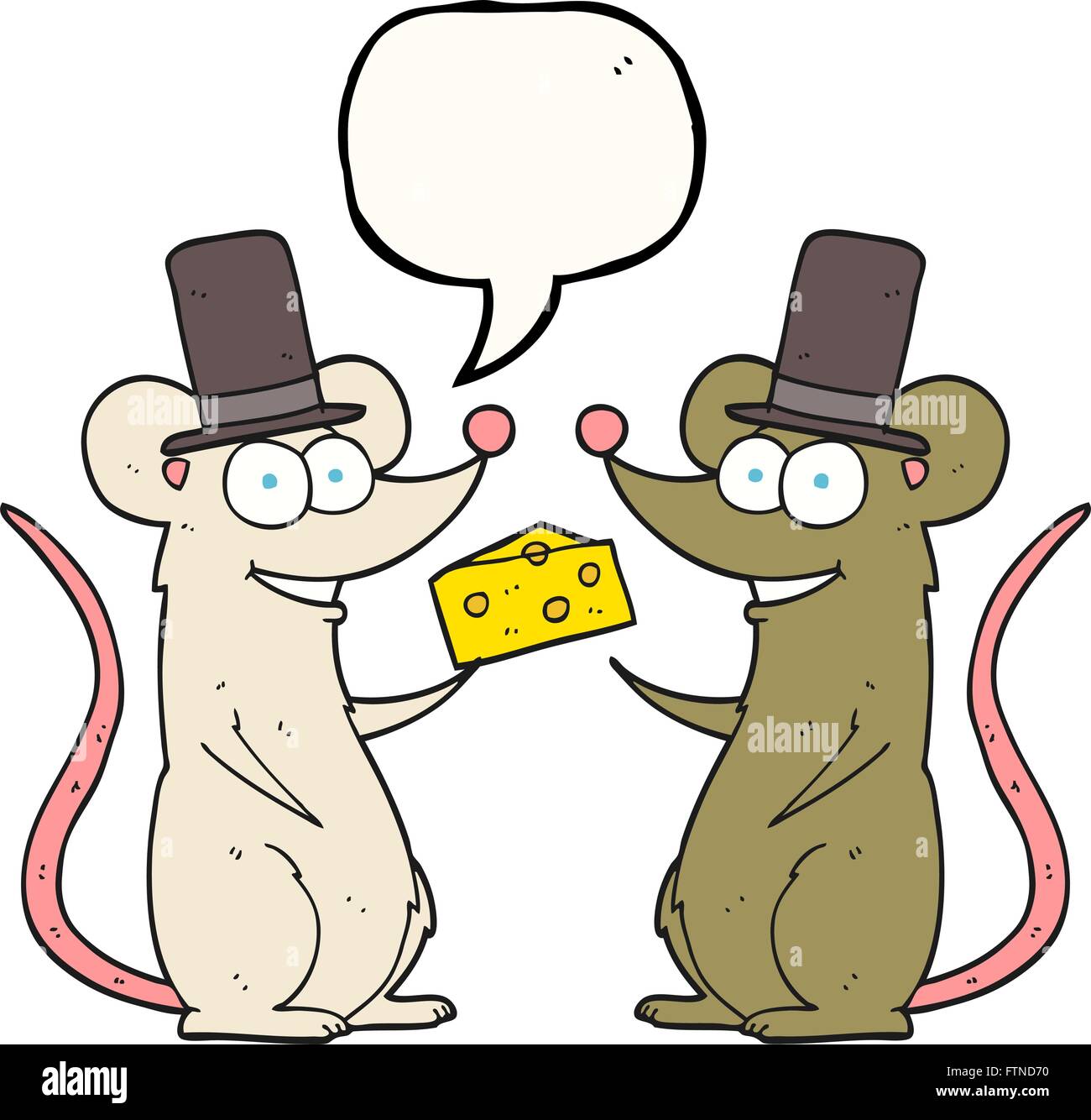 freehand drawn speech bubble cartoon mice with cheese Stock Vector ...