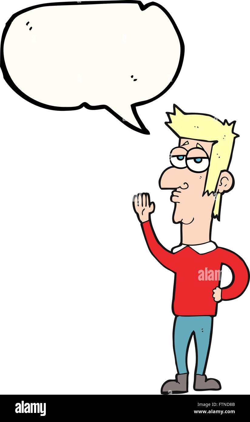 freehand drawn speech bubble cartoon man waving Stock Vector Image ...