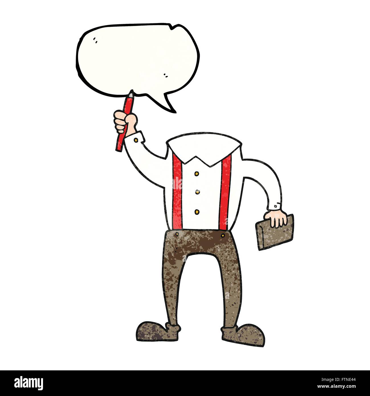 freehand speech bubble textured cartoon headless body with notepad and ...