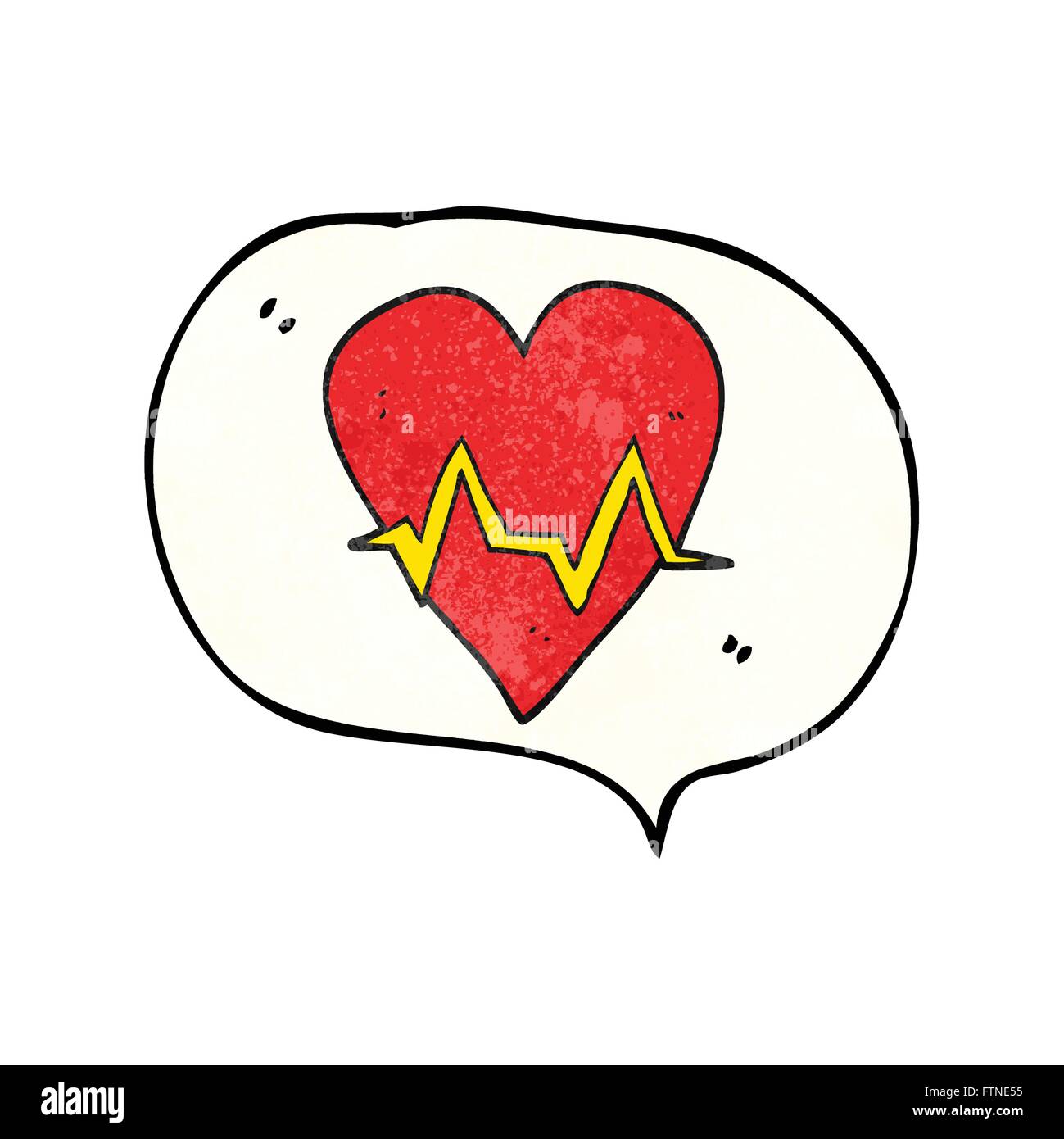 freehand speech bubble textured cartoon heart rate pulse symbol Stock ...