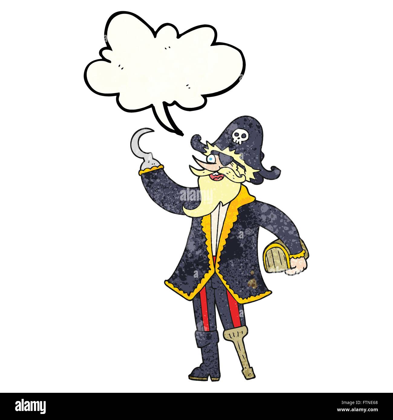 freehand speech bubble textured cartoon pirate captain Stock Vector ...