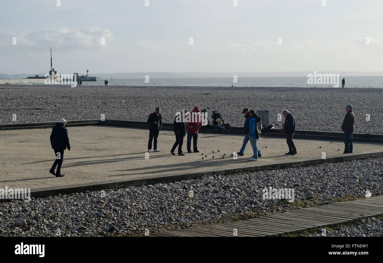 People playing boules in the North of France on the beach Stock Photo ...
