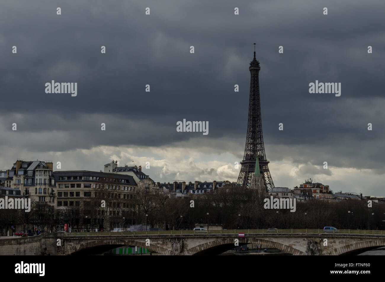 The Eiffel tower from the other side of the Seine river, Paris, France ...