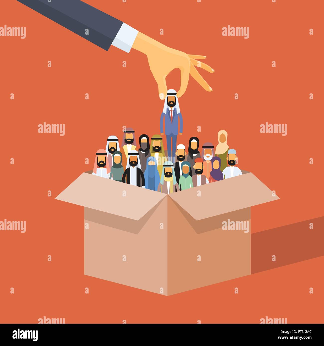 Arab Recruitment Hand Picking Business Person Candidate Box Muslim ...