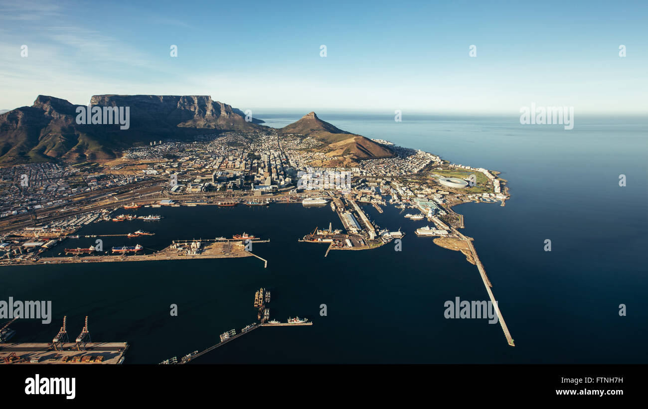 Aerial view of Victoria & Alfred Waterfront and Cape Town Harbour ...