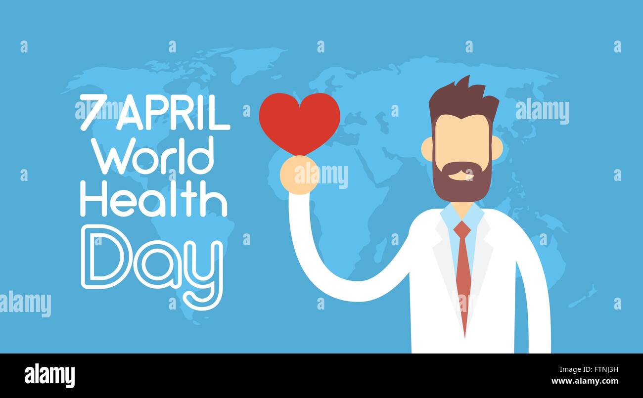 Medical Doctor Hold Red Heart Shape Over World Map Health Day National ...