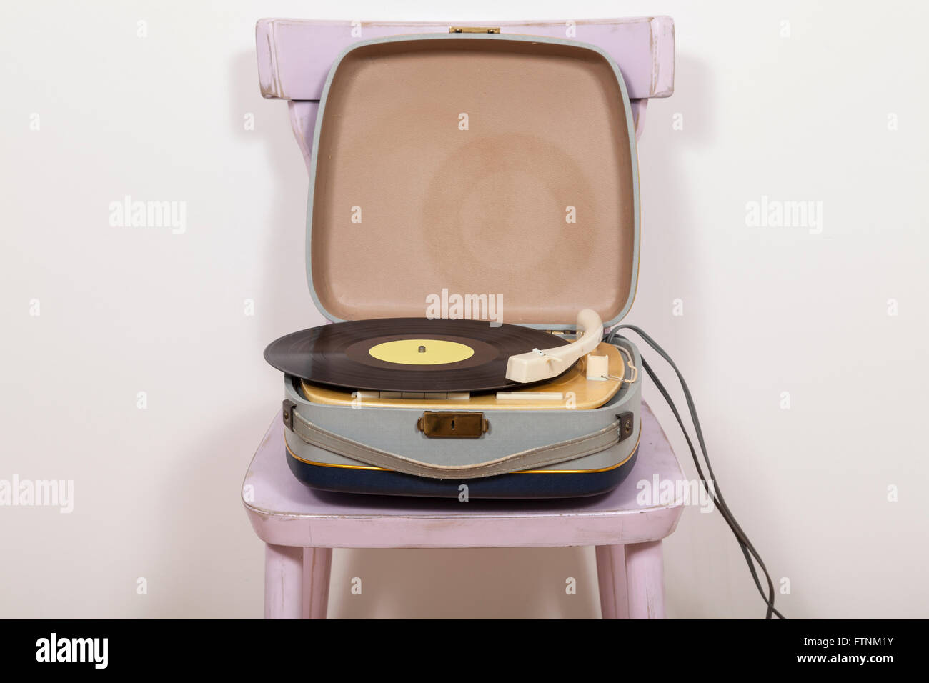 Turntable on chair Stock Photo - Alamy
