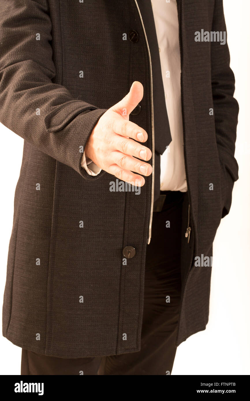 Business man extending hand shake hi-res stock photography and images - Alamy