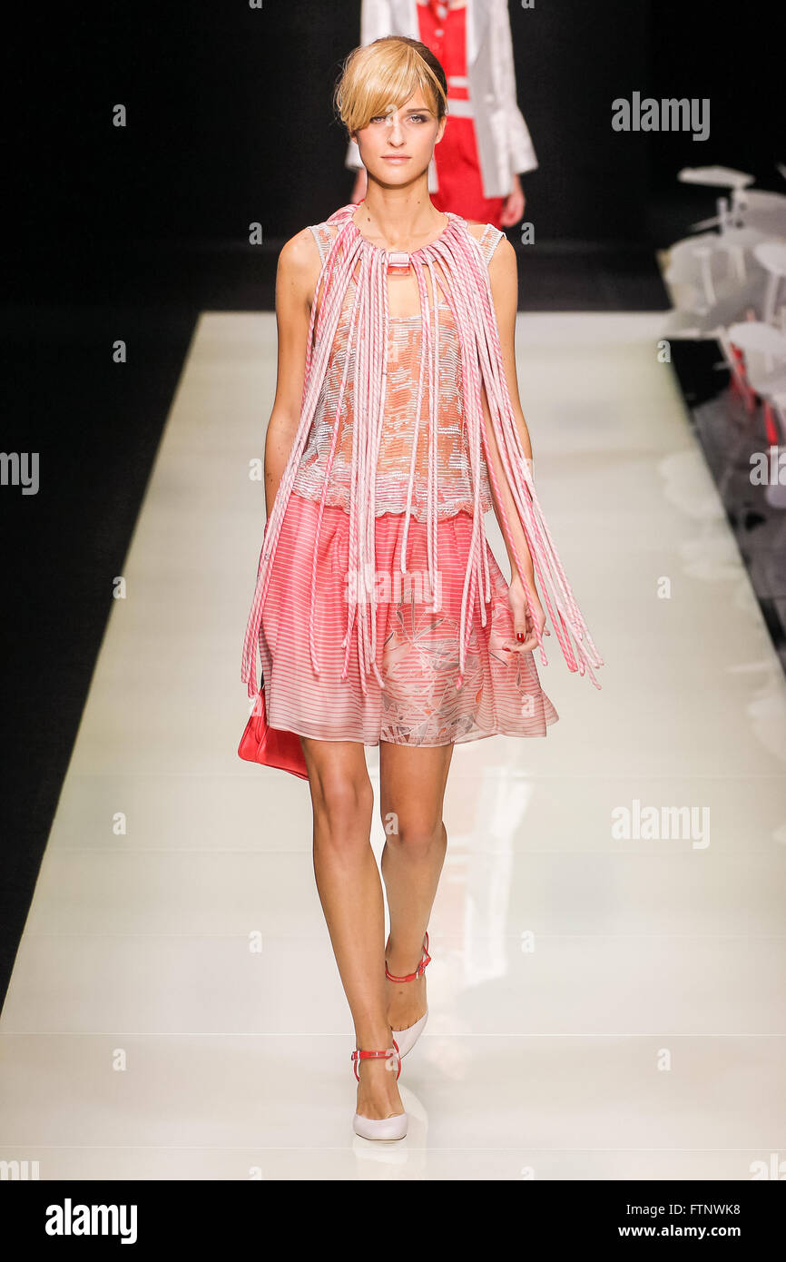 MILAN, ITALY - SEPTEMBER 28: A model walks the runway during the ...