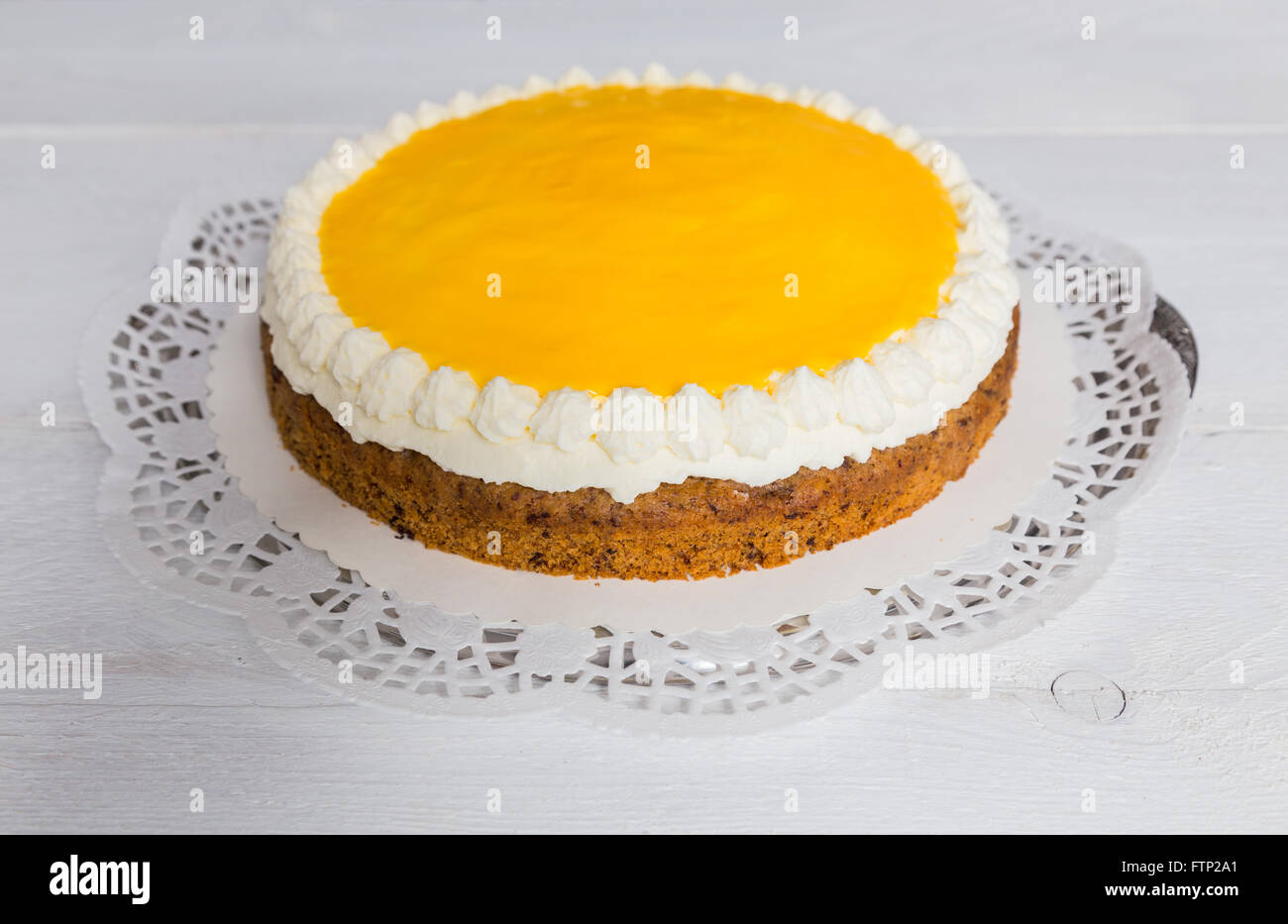 Advocaat cake on white wood Stock Photo - Alamy