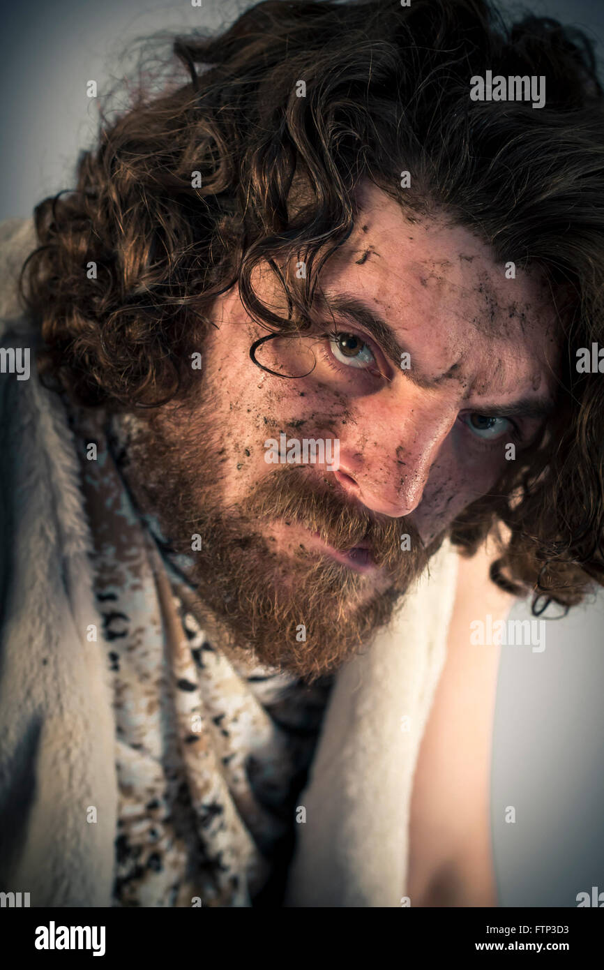 Silly realistic caveman with Stock Photo - Alamy