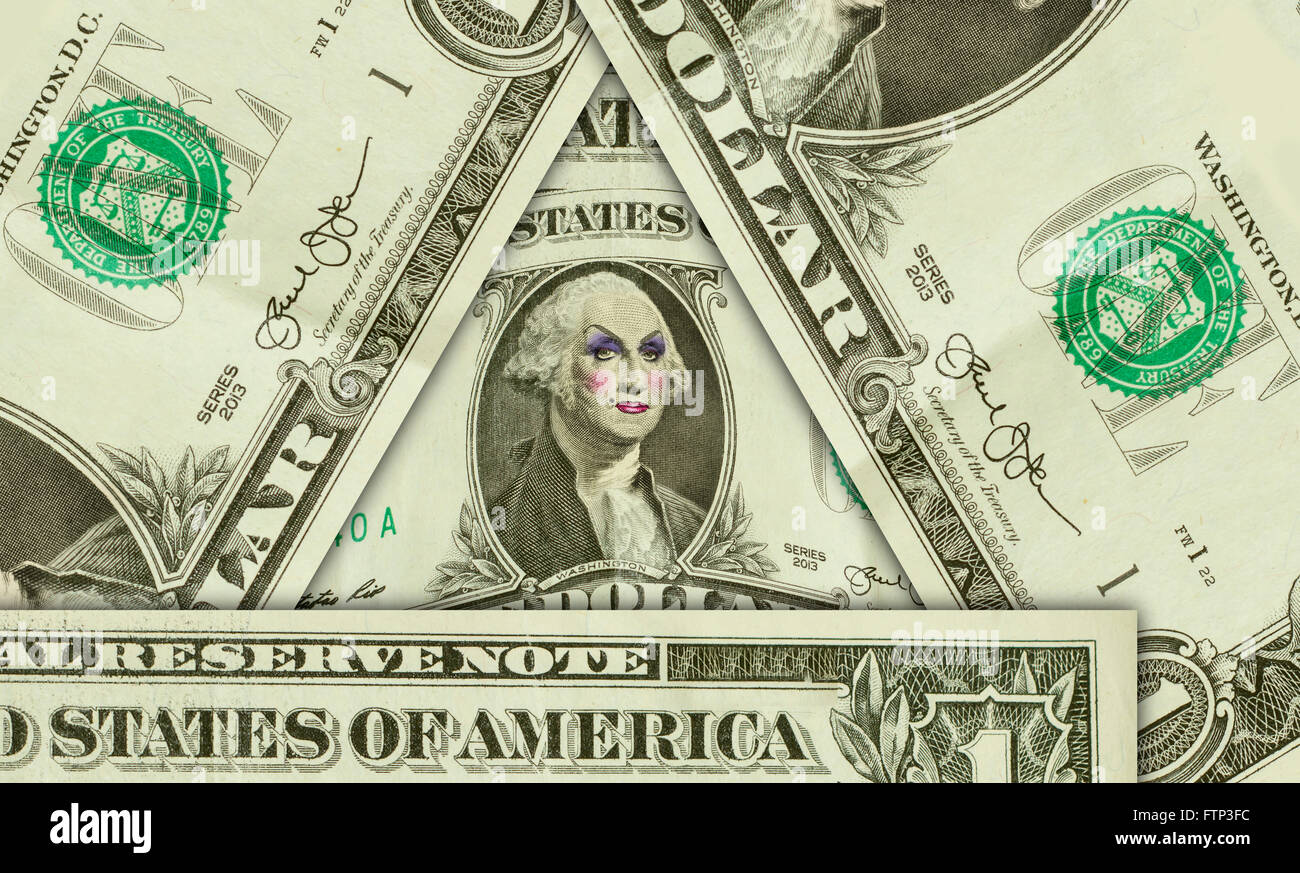 George Washington wearing women's makeup as drag queen Stock Photo - Alamy