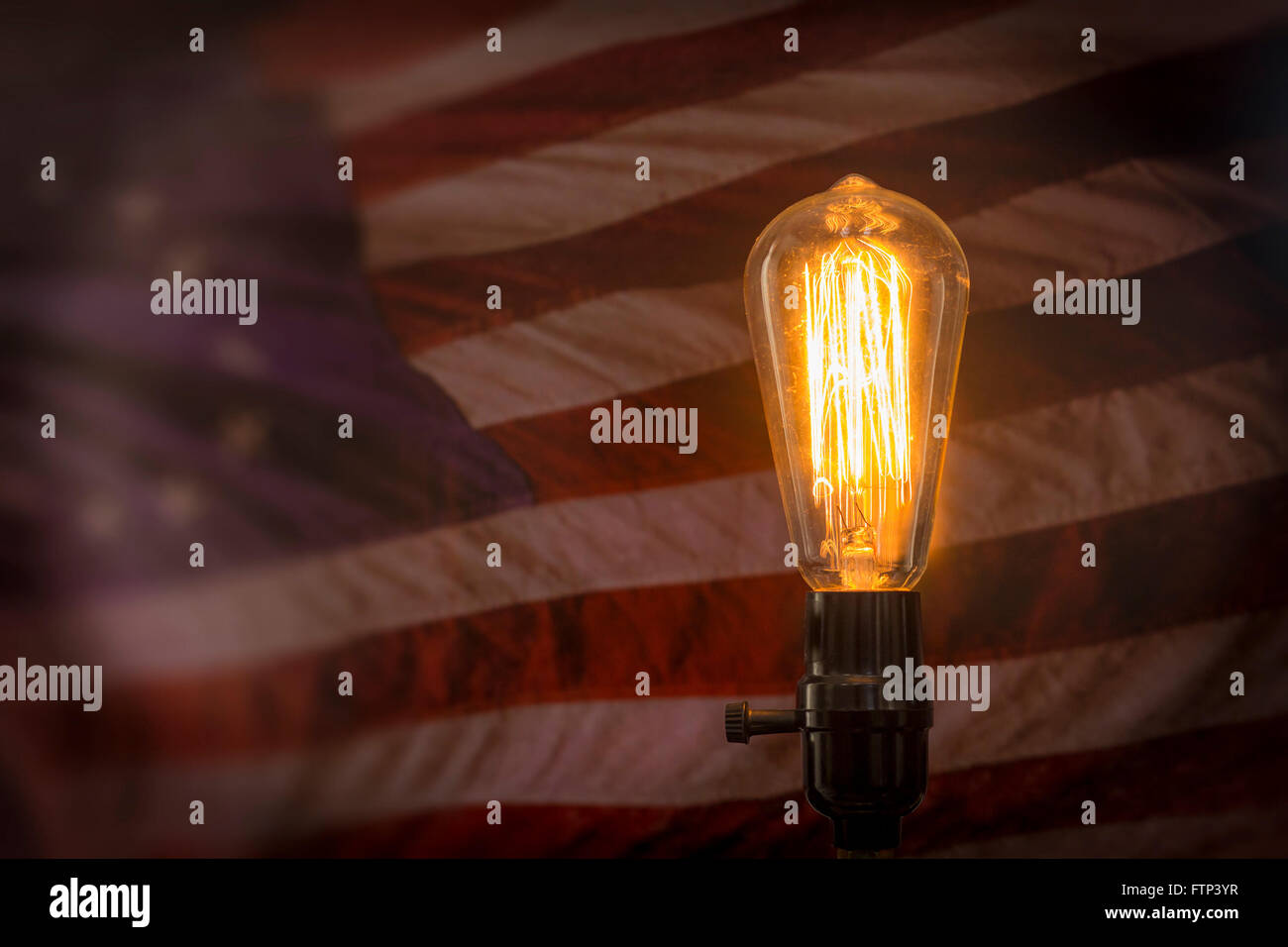 American flag glowing light hi-res stock photography and images - Alamy