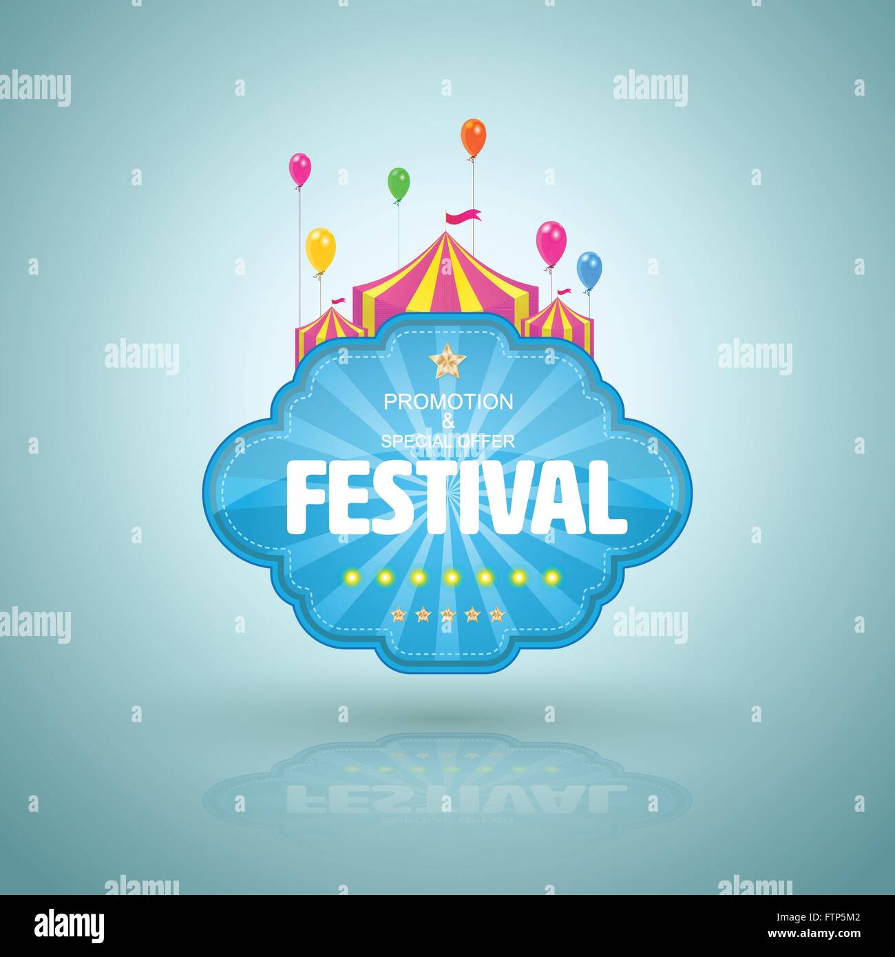 Promotion banner with circus tent and balloon. Vector illustration ...