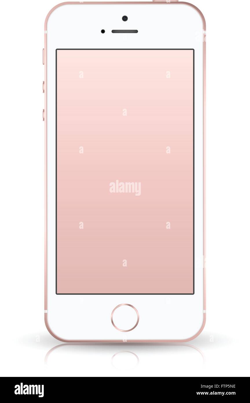 Realistic smartphone pink color iphon style mockup. Vector illustration ...