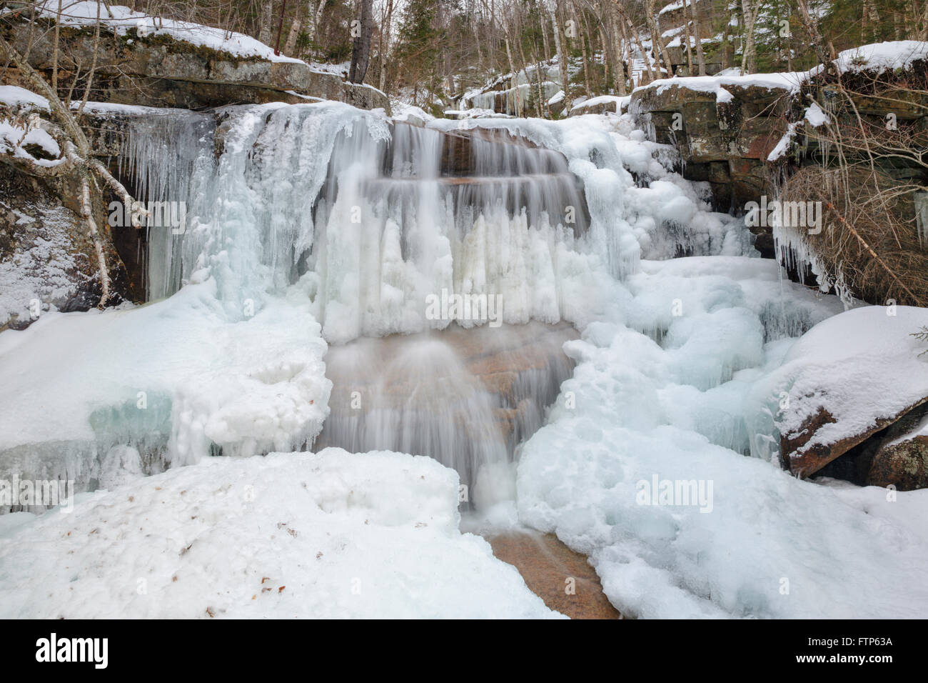 Champney Falls during the winter months in Albany, New Hampshire USA ...